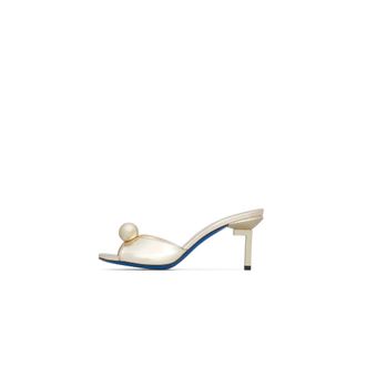 Loriblu Femme, Chaussures, Jaune, Taille: 35 EU Mules en cuir verni ton platine