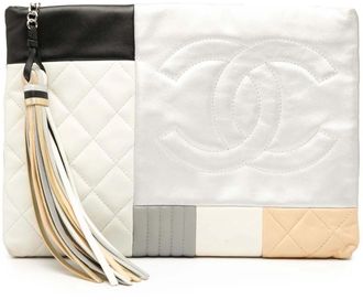 Chanel Clutches - Medium Lambskin Colorblock Patchwork O Case - Gr. unisize - in Weiß - für Damen