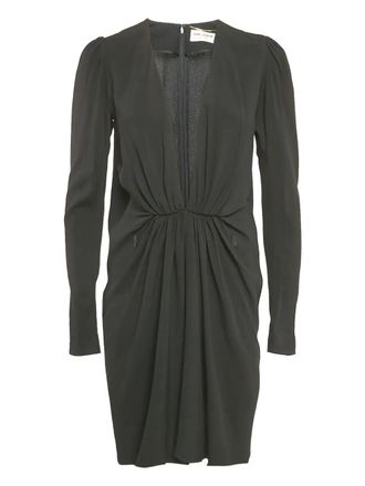 Saint Laurent robe mi-longue en crêpe - Noir