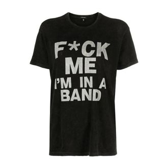 R13 Band Clean T-Shirt - - Tops - Damen - Schwarzk - XL