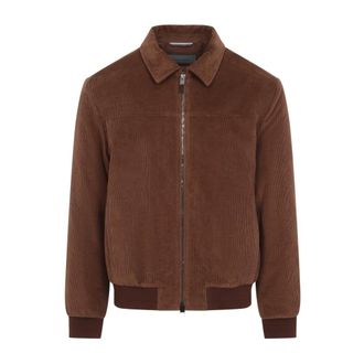Canali Veste Bomber en Velours C&ocirc;tel&eacute; - Homme - Vestes - Brun - Taille: L