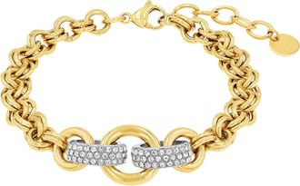 Joop Armband Edelstahl Damen Armschmuck, mit Zirkonia synth., 19+3 cm, Bicolor, Kommt in Schmuck Geschenk Box, 2039842