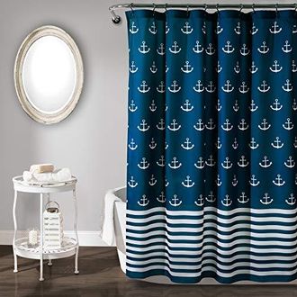 Lush D&eacute;cor Duschvorhang Anker, 183 x 183 cm, Marineblau