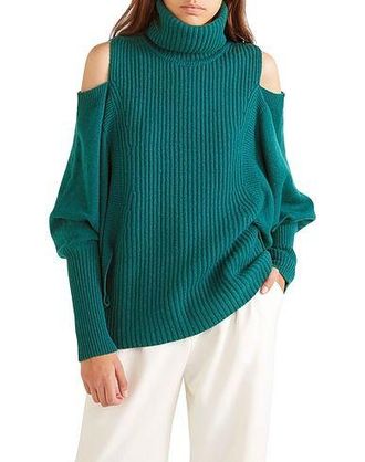 Antonio Berardi Teal Cold-shoulder Merino wool & Cashmere Jumper Size S