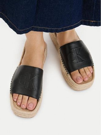 Calvin Klein Espadrilles Flatf Espa Mule Lth Mg HW0HW03027 Schwarz