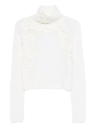 Ermanno Scervino Rollkragenpullover mit Spitzendetail - Nude