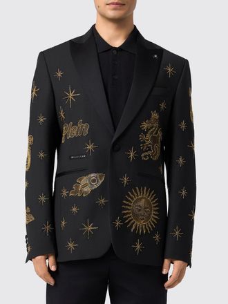 Philipp Plein Blazer droit Zodiaco en laine avec broderies de cristaux et perles