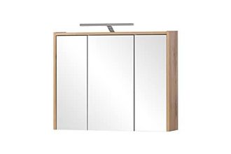 Schildmeyer Carlos Armoire de Toilette avec Miroir, Matériau Dérivé du Bois, Décor Chêne Rustique, 74,5 cm