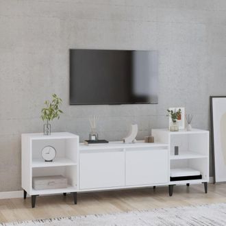 vidaXL Meuble tv Blanc 160x35x55 cm Bois dingénierie