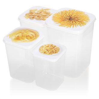 Com-Four 4-teiliges Vorratsdosen-Set mit Deckel - Aufbewahrung für Lebensmittel - Nudeln, Müsli, Obst, Gemüse, Snacks - Schüttdose - Küche, Camping, Picknick -