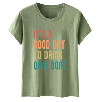 Generic T-shirt &agrave; manches courtes pour femme avec inscription &laquo; Its A Good Day to Drink On A Boat &raquo; - Coupe ample - Style d&eacute;contract&eacute; - Tendance - Pour l&eacute;t&eacute; -