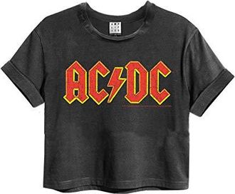 Amplified Crop Top Woman T-Shirt (ACDC Logo - Charcoal, M)