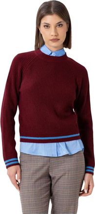 Kocca Femme, Pulls, Rouge, Taille: 44 FR Pull en maille &agrave; rayures et bordures