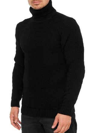 R-Neal Rollkragenpullover Schwerer Grobstrick Rollkragen-Pullover Freizeit Pullover