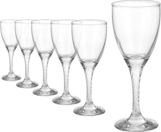 Pasabahce Set mit 6 Weißweingläsern im transparenten Glasdekor Twist