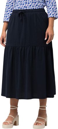 Ulla Popken Damen Jersey Volant Rock, Marine, 46-48