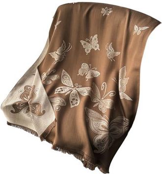 GFM &Eacute;charpe style pashmina papillon pour femme (BFPASH-2), Bf-2506-Marron, L