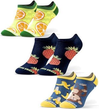 Sesto Senso Chaussette Courte Fantaisie Femme Homme Coton 1-3 Paires Drôle Socquette Pastèque Ananas Banane 43-46 3 Fruits