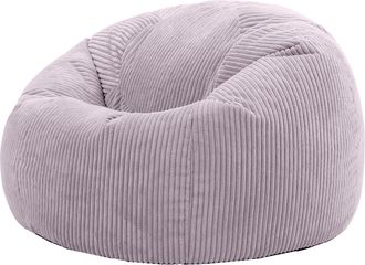Icon Brand Kingston Sitzsack Cord, Lila, Sitzsack Erwachsene mit Füllung, Bean Bag, Cord Sessel, Lounge Sessel, Lounge Stuhl, Schlafzimmer, Wohnzimmer, Wohnzimme