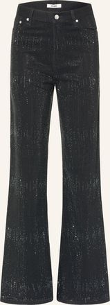 Maje Wide Leg Jeans Mit Schmucksteinbesatz schwarz