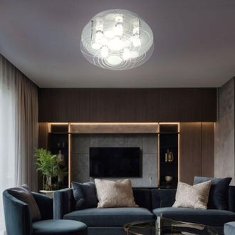 Globo Lighting Globo Lighting - Plafonnier plafonnier en verre satiné 6 flammes plafonnier de salon, 6x douilles GU10, DxH 33x12,5 cm