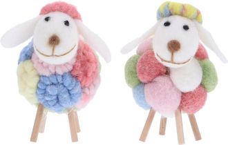 Amosfun 2 St&uuml;ck Schaffigur Aus Wollfilz Umweltfreundliche Desktop Dekoration Lamm Filzfigur Bastelfiguren F&uuml;r Schreibtisch Und Wohnraum