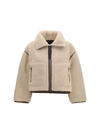 Pinko Womens Shearling Jacket Eco White-Brown Polyester Coat White/brown