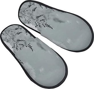 Generic Pantoufles DH&ocirc;tel Fleur De Pissenlit Grise Portative Hiver Pantoufles Peluche Chausson Hotel Pour H&ocirc;tel Voyage Spa L