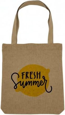 Fabulous Sac Shopping Tote Bag Aspect Lin - Fresh Summer Citron Illustration Et&eacute; Vacances Plage - Sac de Courses Toile Epaisse 360g Beige Naturel Cabas Port&eacute; E