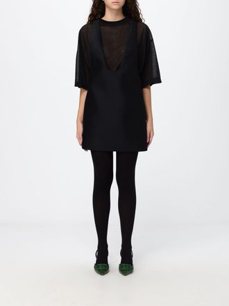 Balenciaga Ausgestelltes Double-Layer-Minikleid aus Wolle und Seide mit kurzen &Auml;rmeln