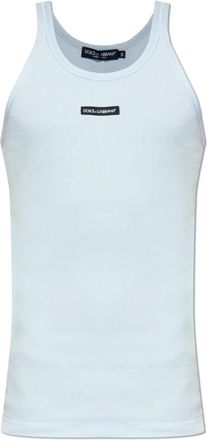 Dolce & Gabbana Homme, Tops, Bleu, Taille: S Top sans manches c&ocirc;tel&eacute;