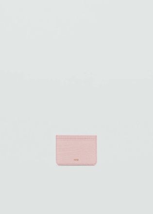 Mango Porte-cartes effet croco rose clair - Femme - Taille unique - MANGO