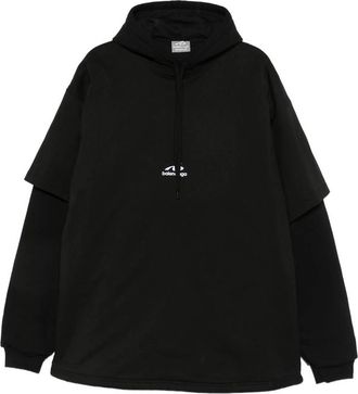 Balenciaga Logo-print Layered-sleeve Hoodie