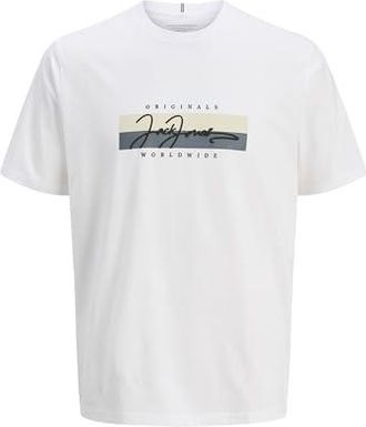 Jack & Jones Jorfrederiksberg Box Tee SS C.N Pls T-Shirt, Blanc &eacute;clatant, 4XL Hommes