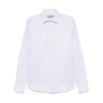 Canali Lila lang&auml;rmlige Knopfbluse - - Shirts - Herren - Wei&szlig; - M