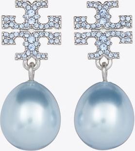 Tory Burch Damen Moondance Pearl and Pav&eacute; Drop Earring