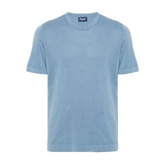 Drumohr Stone Wash Baumwoll-T-Shirt - - Knitwear - Herren - Blau - 2XL