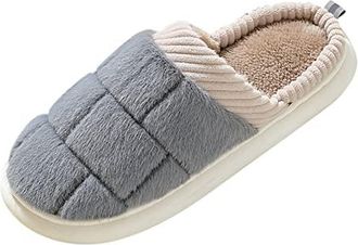Generic Pantoufles chaudes en coton pour femme et homme - Légères - En peluche - Légères - En coton - Pour lintérieur et lextérieur, gris, 44 EU
