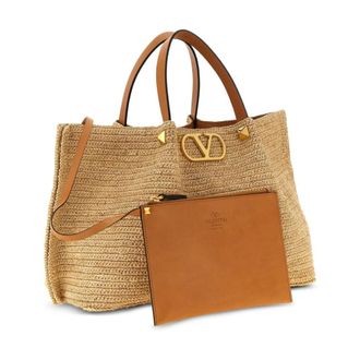 Valentino VLogo Medium Raffia Tote - - Bags - Damen - Beige - ONE SIZE