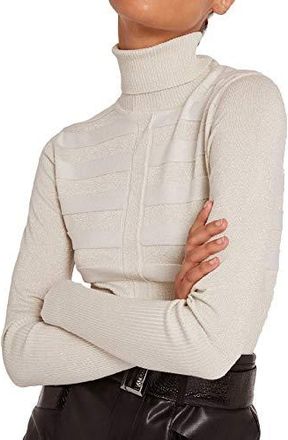 Morgan Femme 202-mentosa Pull Manche Longue Col Roulé Lurex Mentosa Blanc TXS, Blanc, XS EU