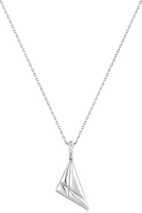 Ania Haie Damen Halskette SUNSHINE CHASER Triangle Necklace aus 925 Sterling Silber, Anhänger verziert mit einem Zirkonia, Länge: 45 cm + 5 cm Verlängerung, ink