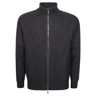 Drumohr Cardigan Zip Garzato Tubico Lana Merino Finezza 7 - Homme - Pulls - Gris - Taille: XL