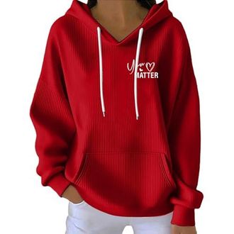 Generic Sweat &agrave; capuche pour femme avec imprim&eacute; int&eacute;gral | Pull &agrave; manches longues et coupe d&eacute;contract&eacute;e, rose vif, 3XL