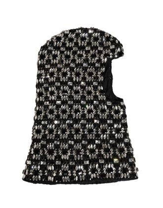 Dolce & Gabbana Womens Black Wool Crystal Embellished Balaclava Hat
