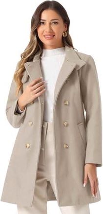 Allegra K Manteau à Double Boutonnage pour Femmes Col Montant dHiver Manteaux Classiques Caban dHiver Automne Beige XL