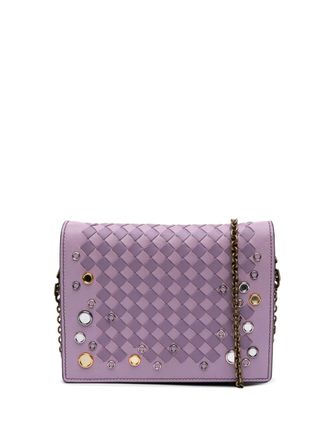 Bottega Veneta 2012-2025 Intrecciato Umhängetasche aus Nappaleder mit Nieten - Violett