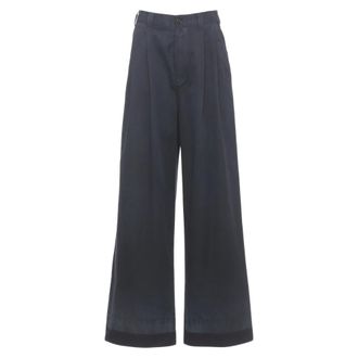 Maison Margiela Femme, Pantalons, Bleu, Taille: 38 FR Pantalon &agrave; jambes larges