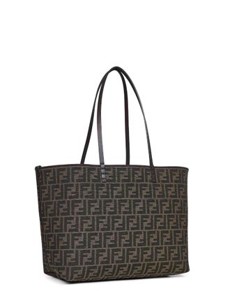 Fendi Womens Medium Reversible Shopper Tobacco Brown Fabric Handbags Hand Bags