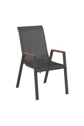 ambia GARDEN Stapelsessel, Anthrazit, Natur, Metall, Textil, Flachrohr, 54x90x72 cm, Gartenm&ouml;bel, Gartenst&uuml;hle, Gartenst&uuml;hle stapelbar