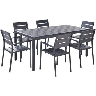 Beliani Gartenm&ouml;bel Set 6-Sitzer VERNIO Schwarz